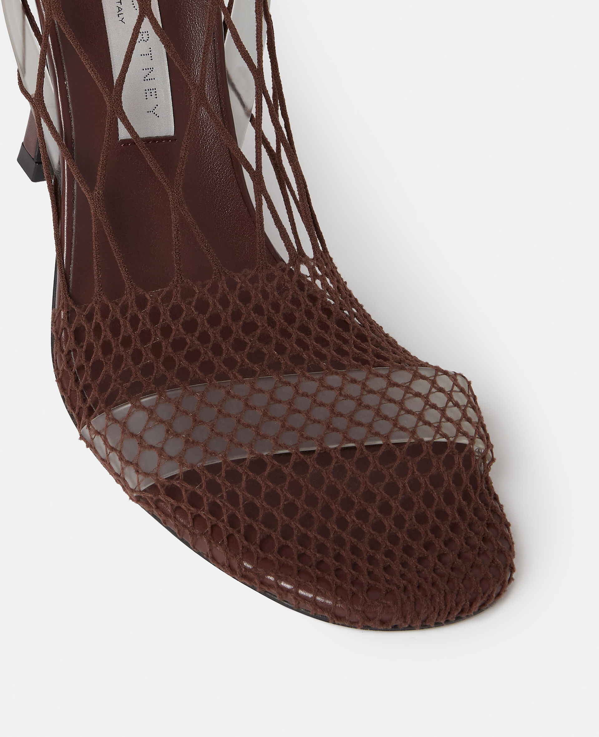 Women Chocolate Stella 100 Fishnet Thigh-High Heels | Stella McCartney CA