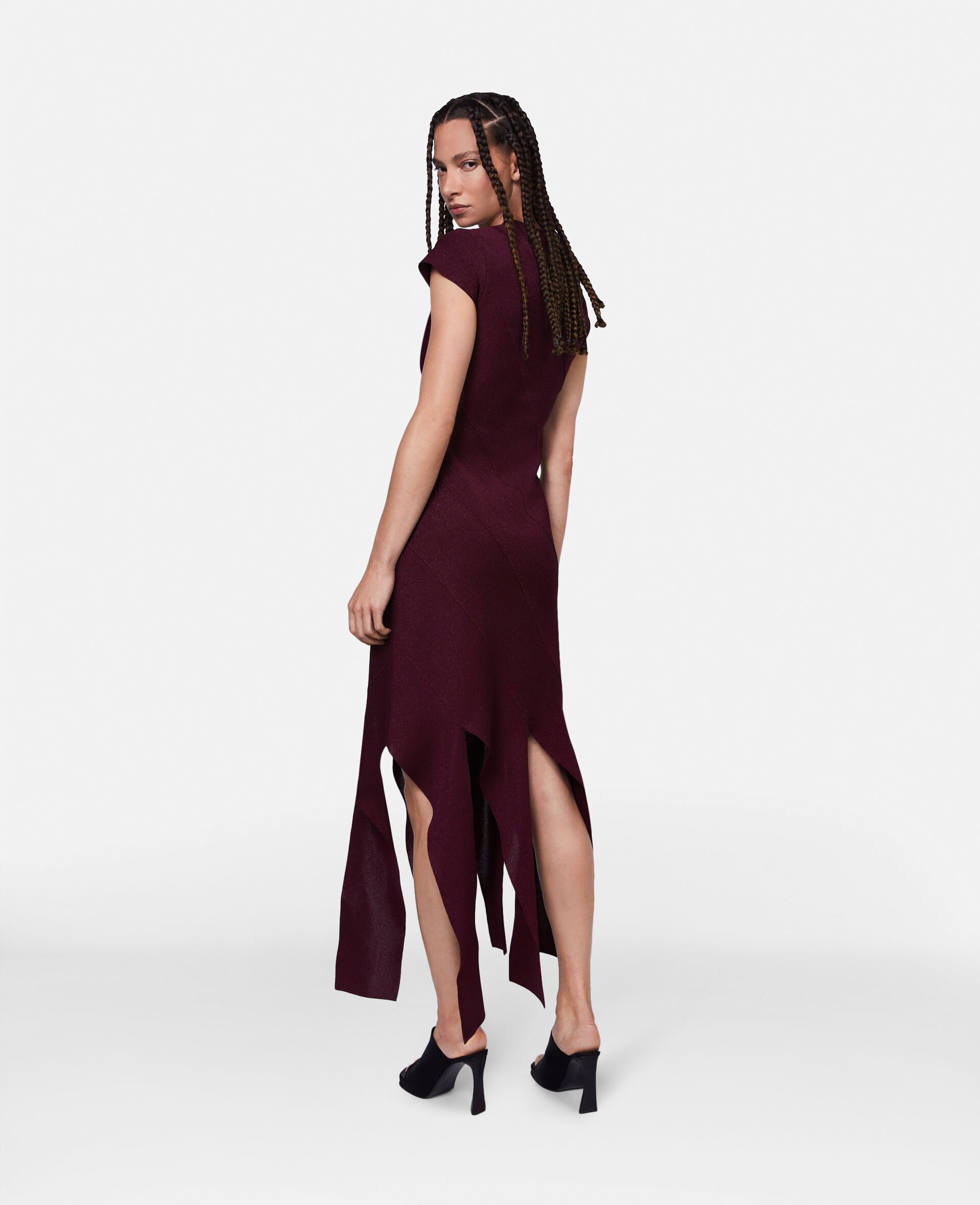 Women Burgundy Lurex Rib Knit Midi Dress Stella Mccartney Us