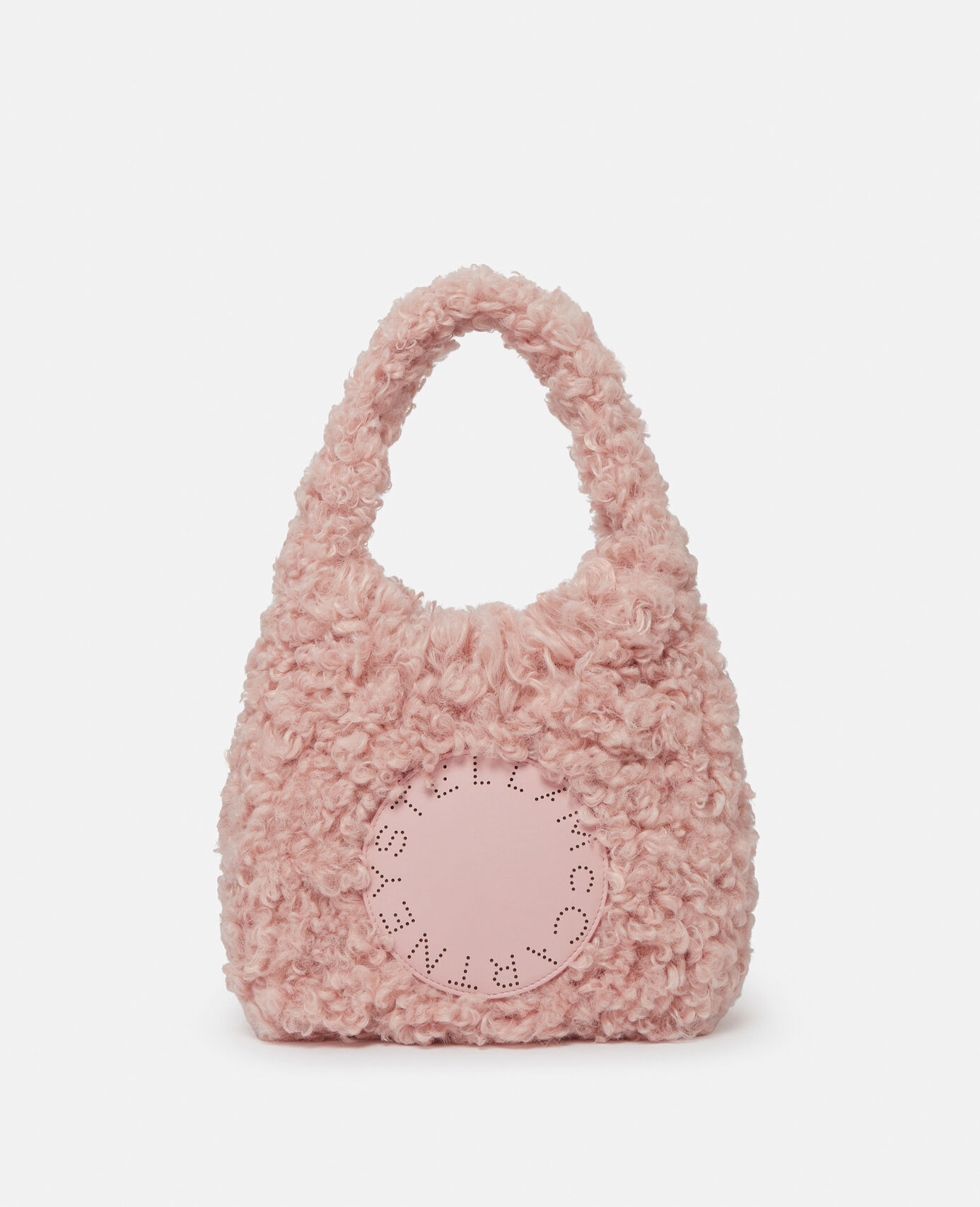 Women Dusty pink Logo Plush Teddy Hobo Small Tote Bag | Stella McCartney US
