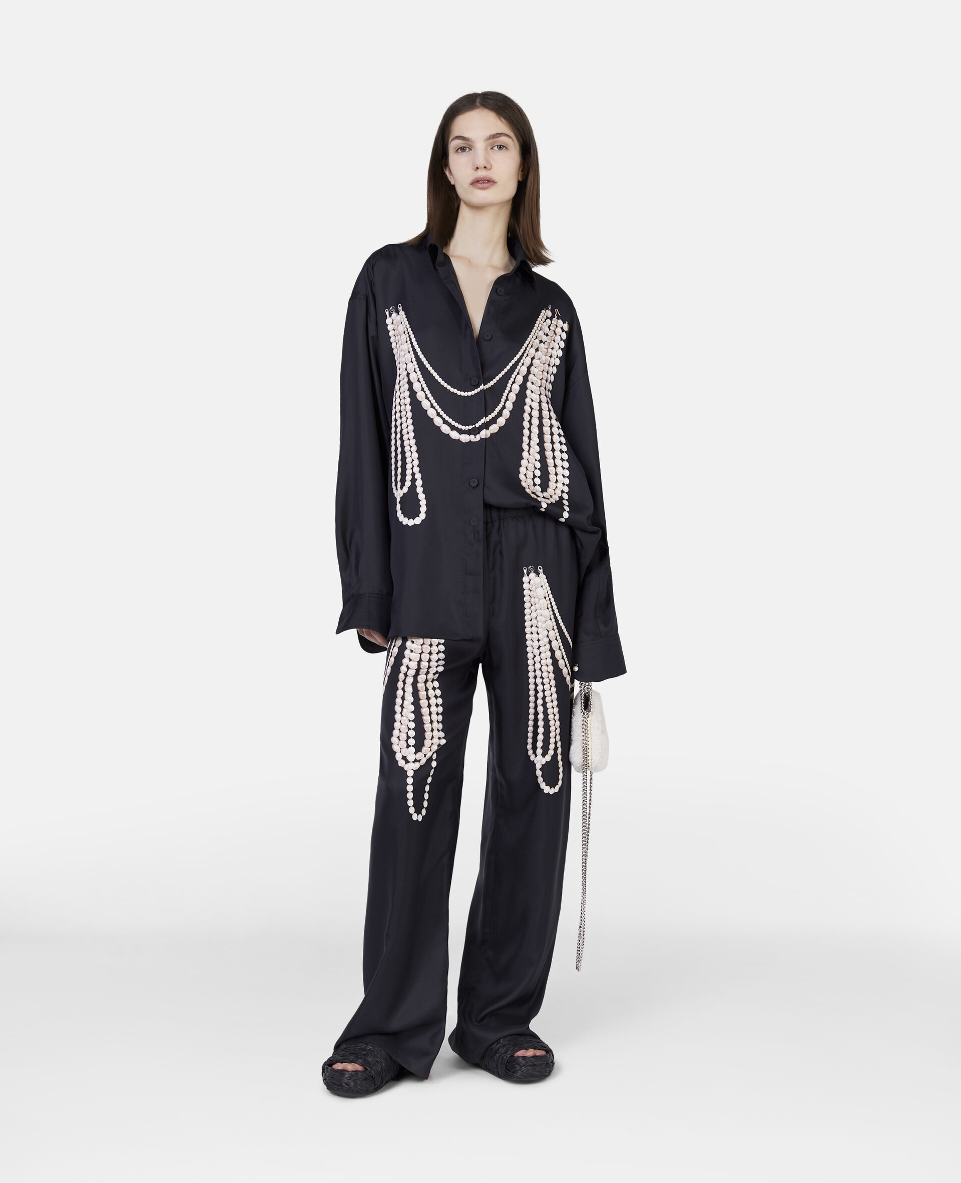 Women 블랙 펄 트롱프뢰유 프린트 실크 셔츠 Stella Mccartney Kr