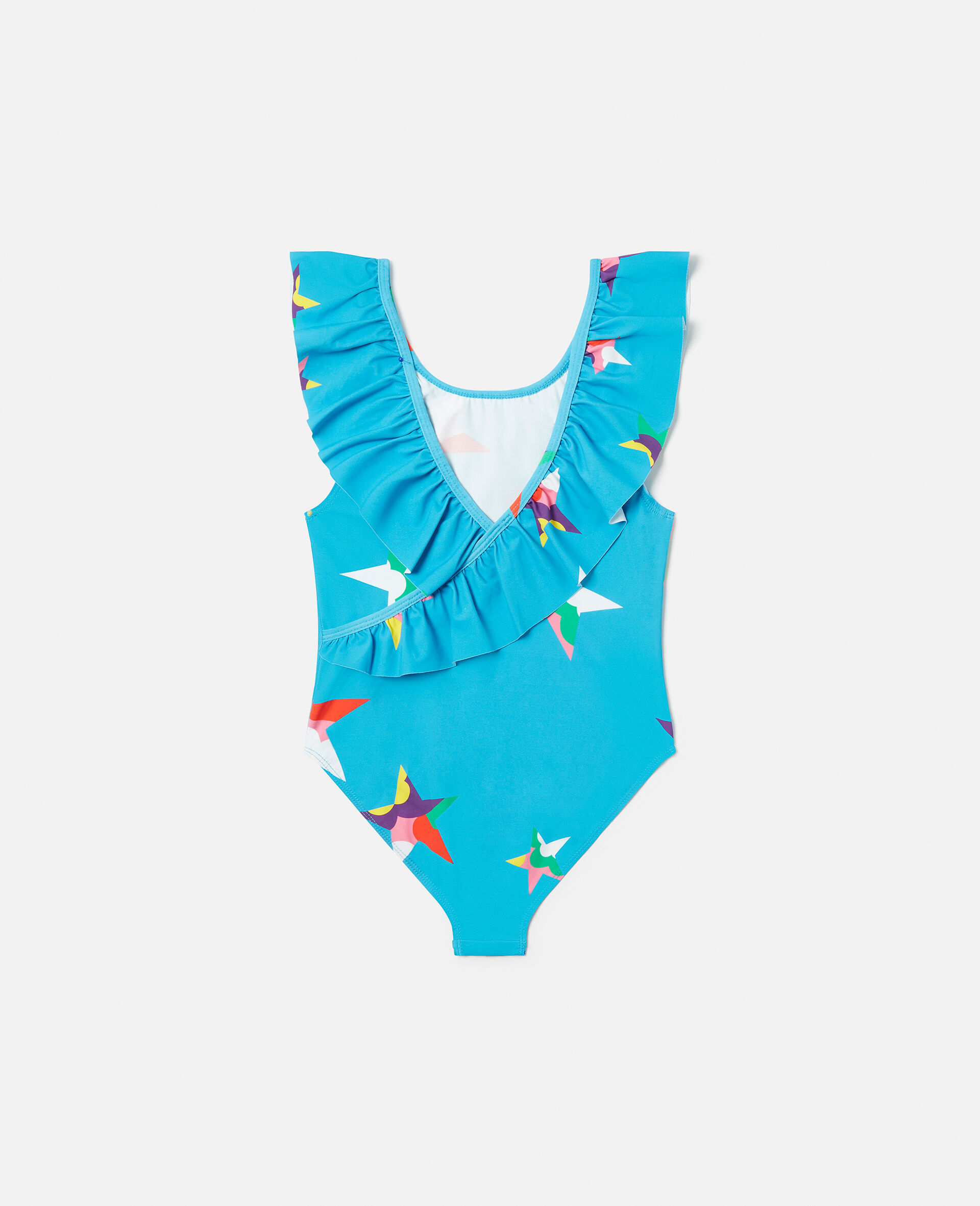 Kids Blue Star Print Ruffle Swimsuit | Stella McCartney AU