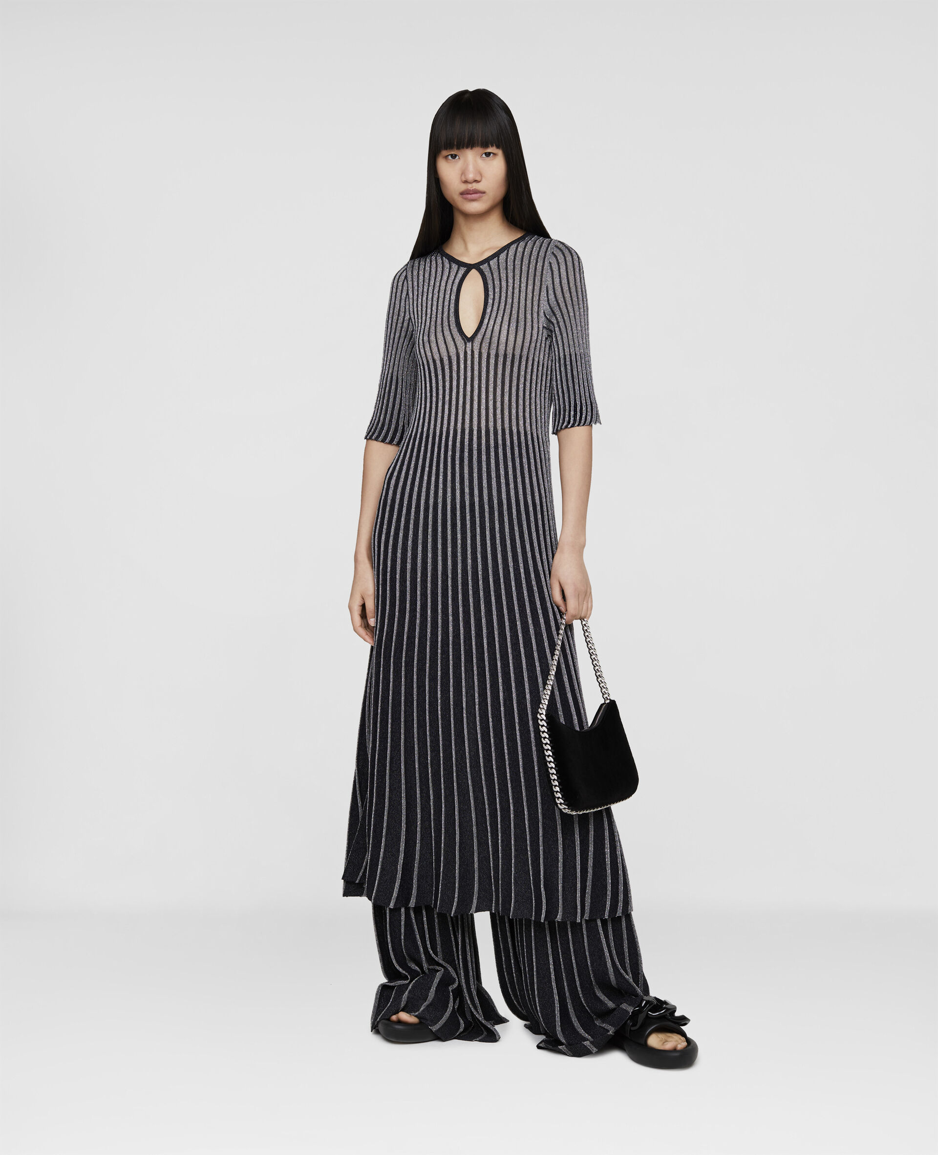 Women ブラック 핀스트라이프 플리츠 니트 팬츠 Stella Mccartney Kr