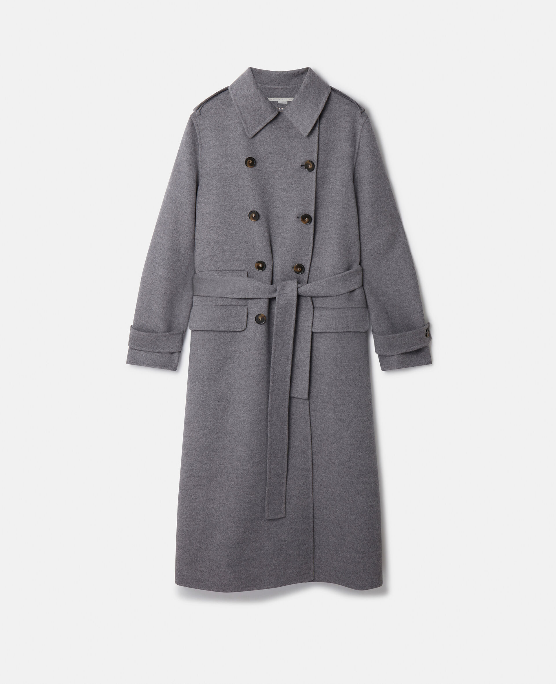 Women Grey Melange Wool Trench Coat Stella Mccartney Hr