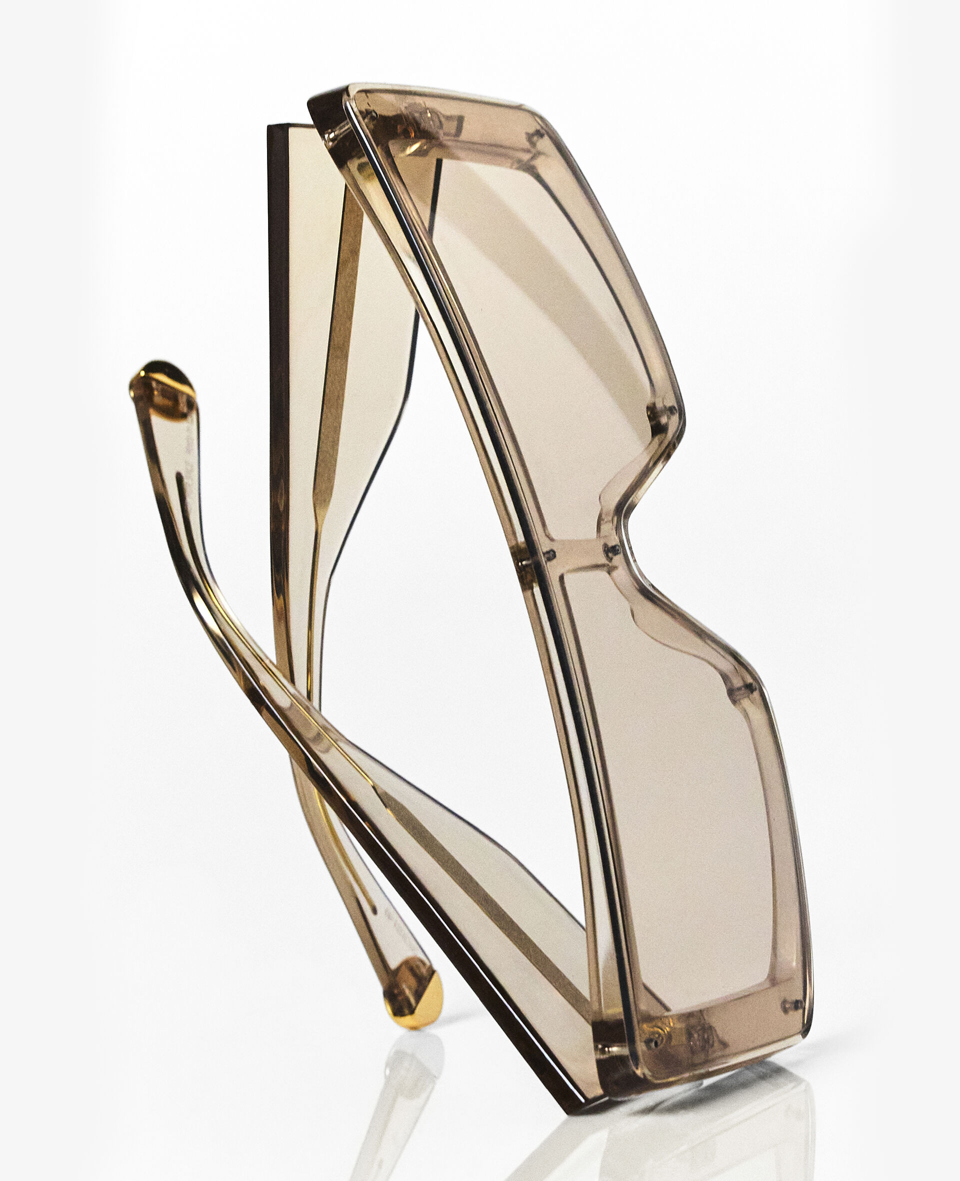 Women Translucent beige monochrome Translucent Square Sunglasses ...