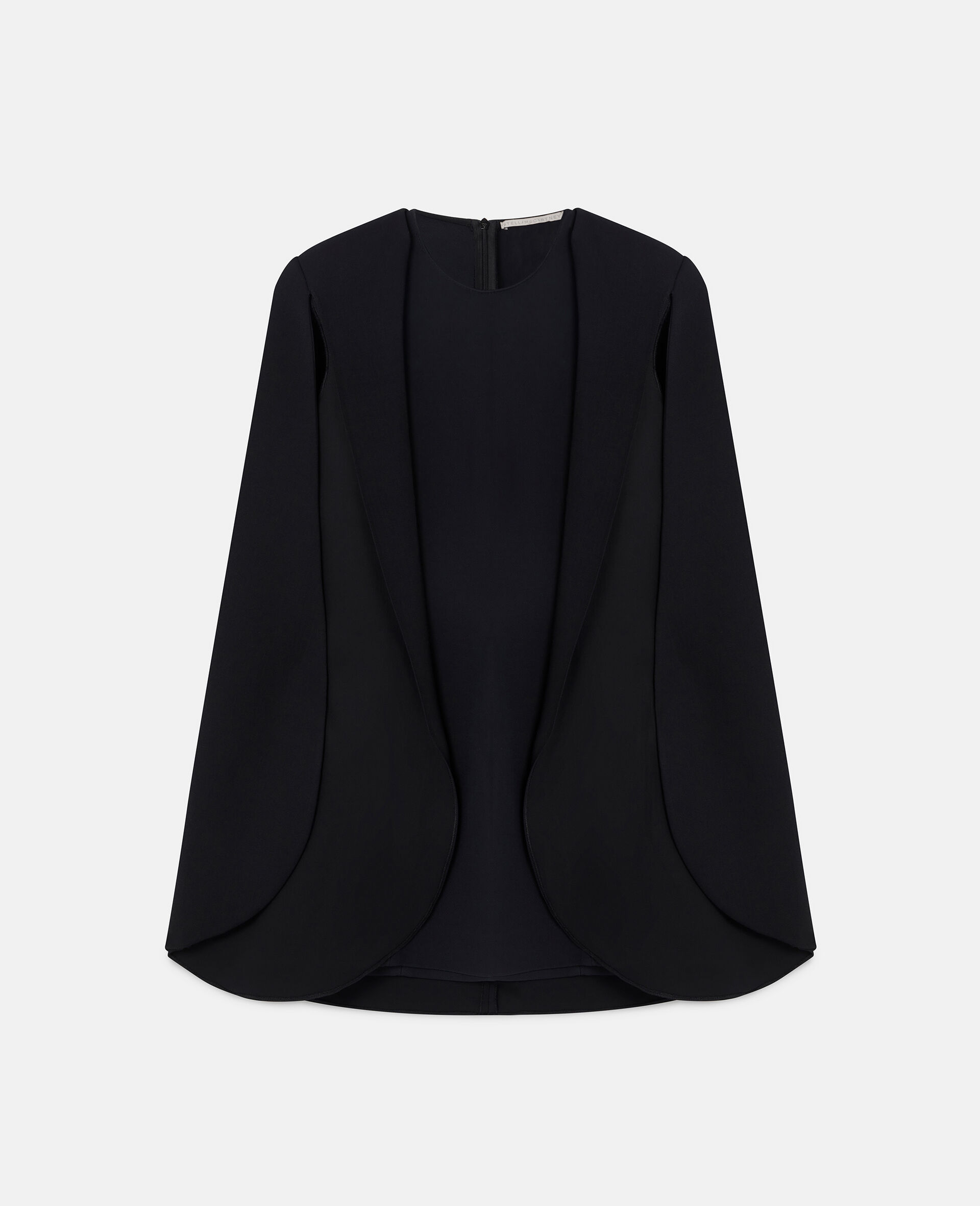 Women Pitch black Round Neck Cape Mini Dress | Stella McCartney GB