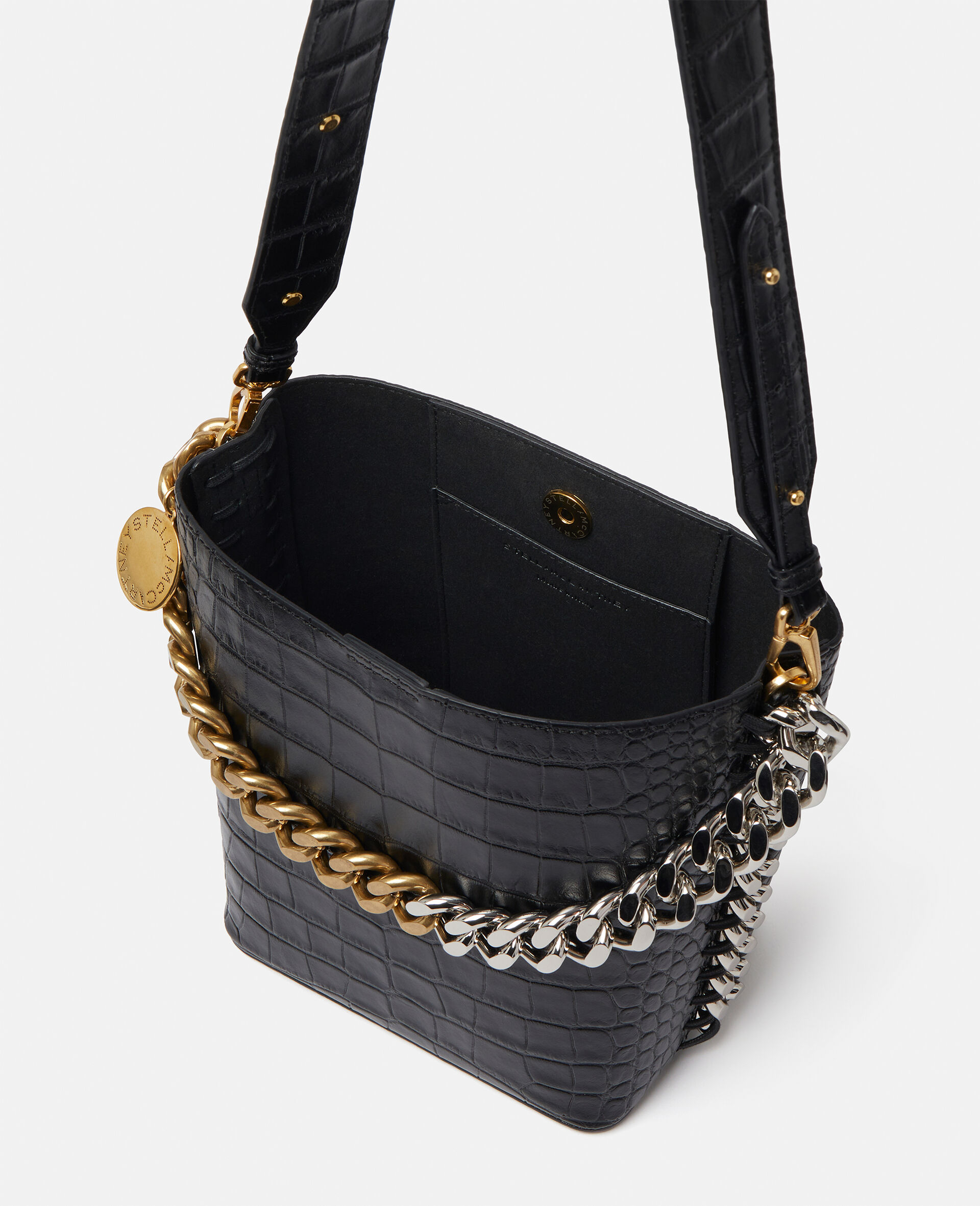 Women 블랙 프레임 크록 이펙트 엠보싱 버킷 백 Stella Mccartney Kr