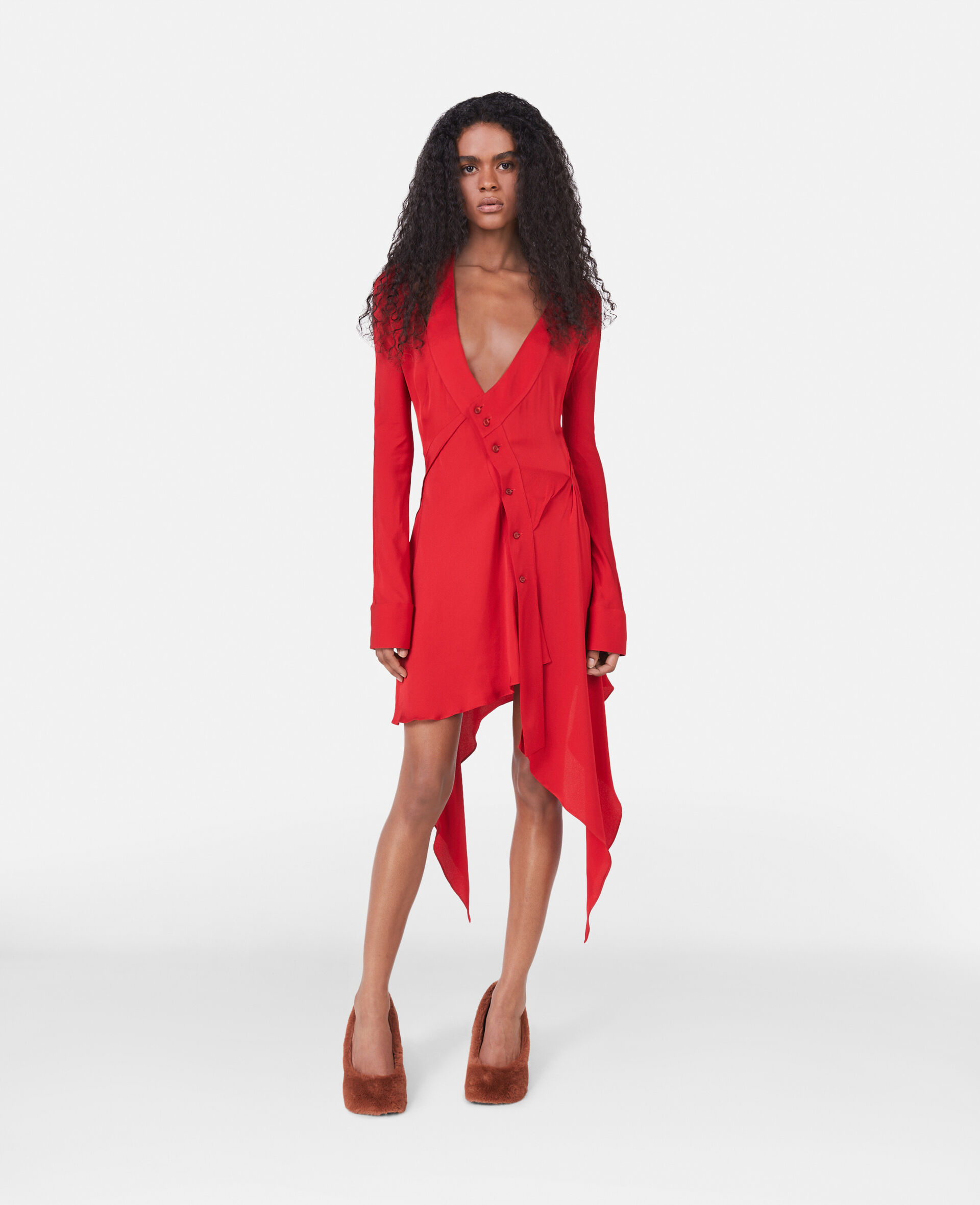 Women Lipstick Red Asymmetric Seam Cut-Out Dress | Stella McCartney US