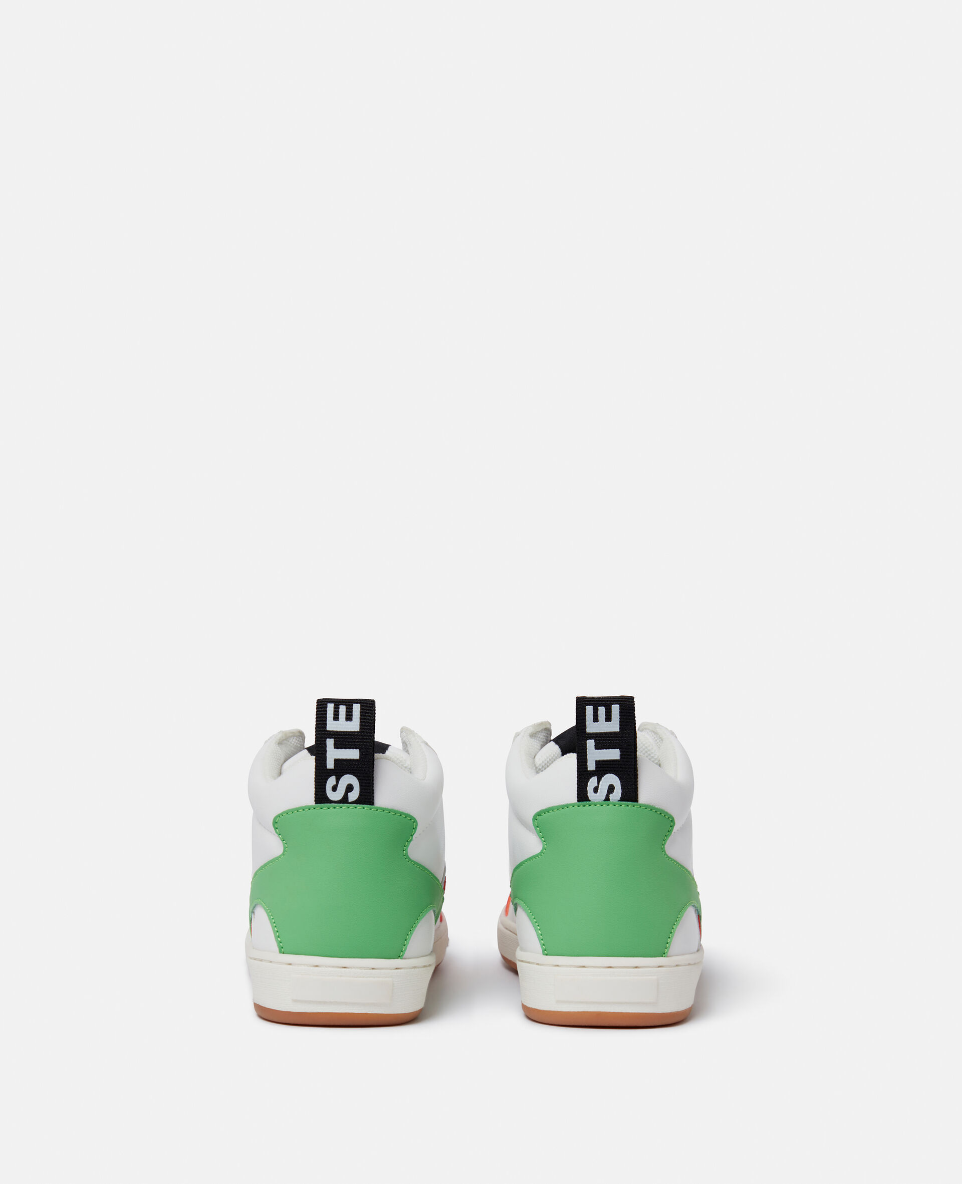 Women 화이트 멀티컬러 컬러블록 메시 프론트 미드탑 트레이너 Stella Mccartney Kr