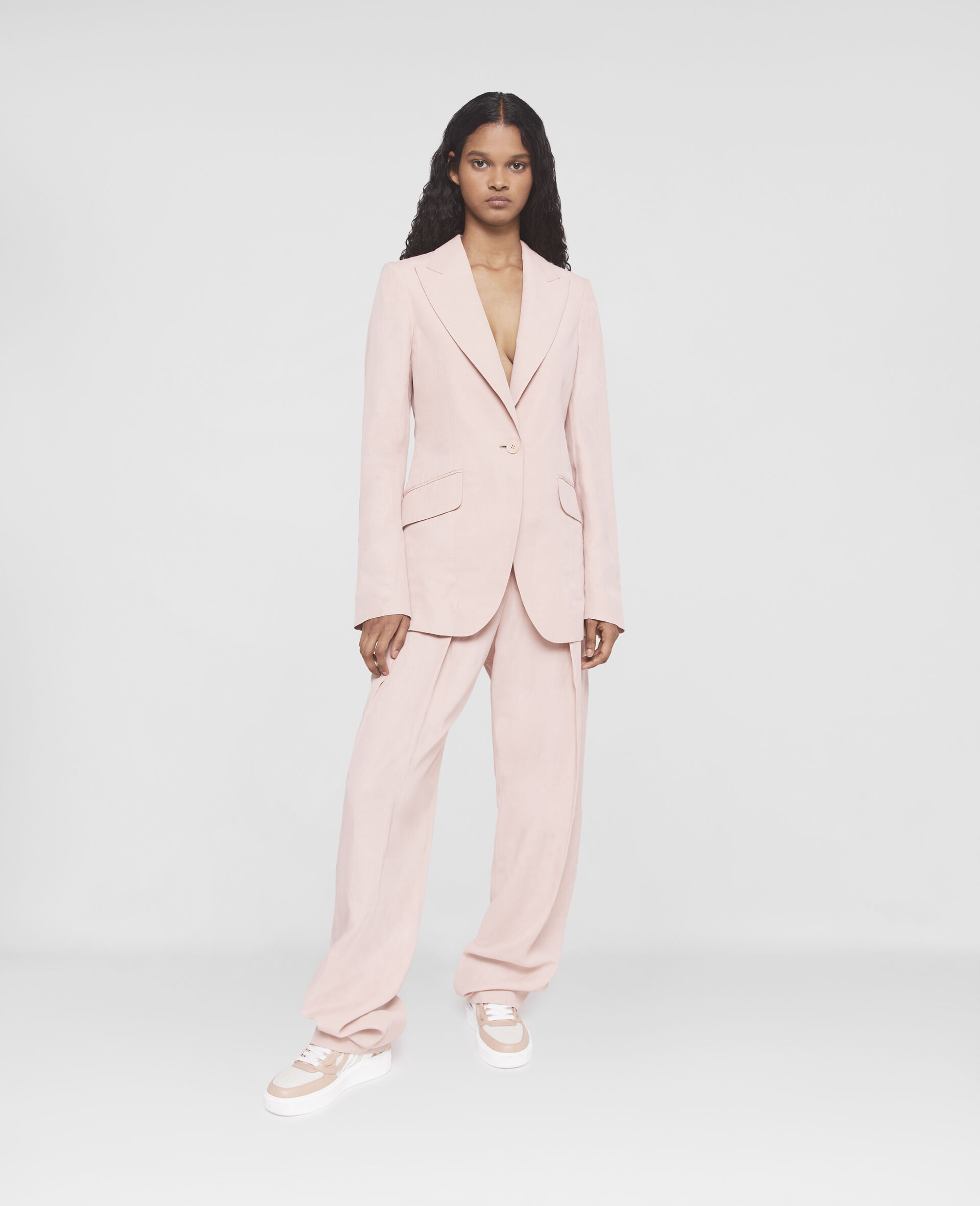 Women 로즈 핑크 플루이드 리넨 플리츠 프론트 스트레이트 레그 팬츠 Stella Mccartney Kr