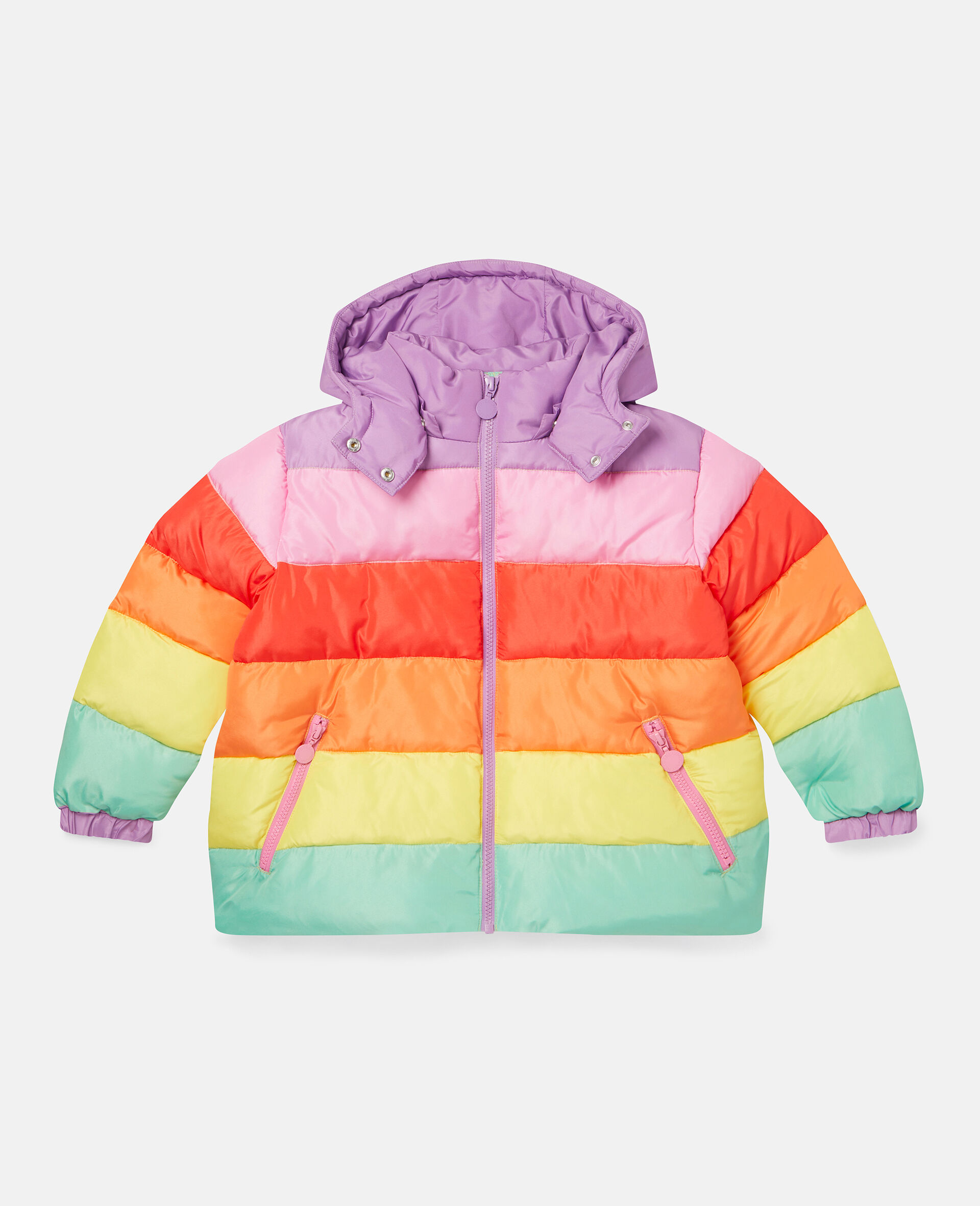 Women Multicolour Rainbow Striped Puffer Jacket | Stella McCartney US