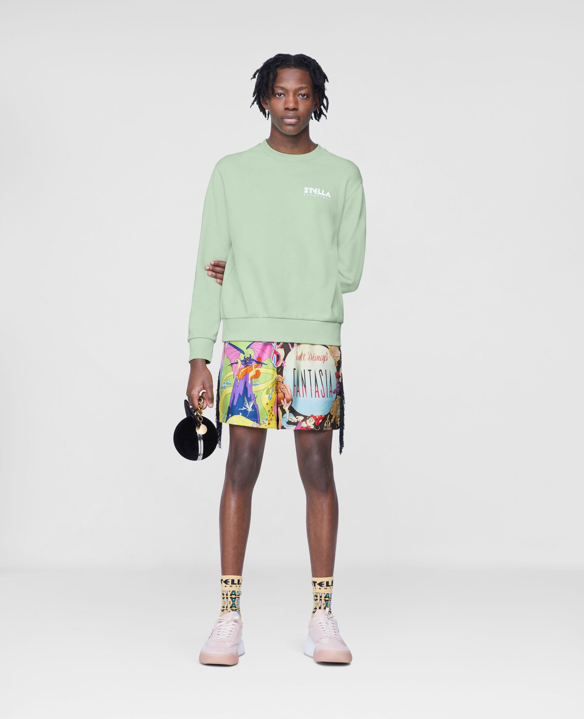 Unisex 멀티컬러 판타지아 포스터 프린트 실크 프린지 쇼츠 Stella Mccartney Kr