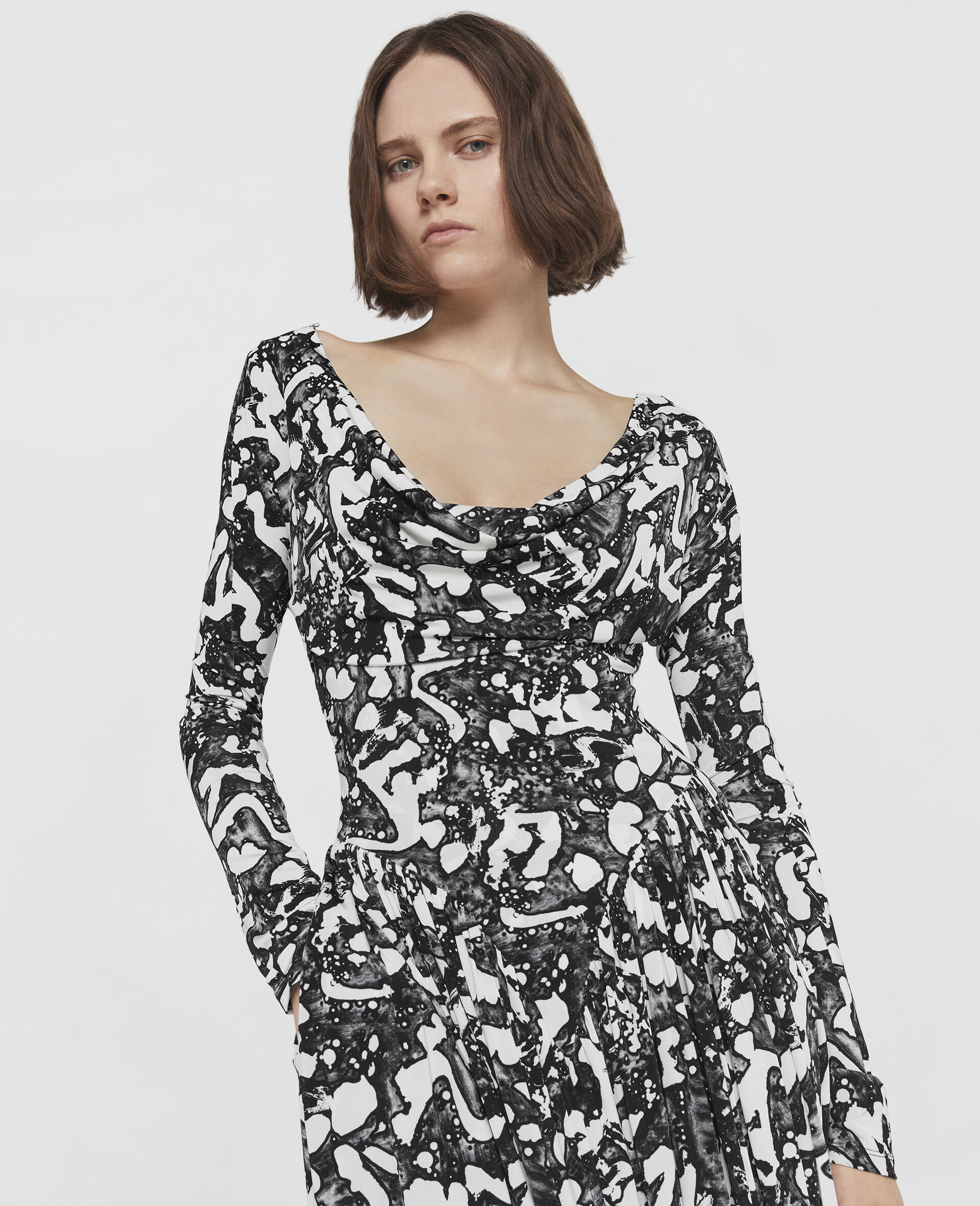 Women 블랙 And 화이트 프랭크 스텔라 Swan 스타일 프린트 드레스 Stella Mccartney Kr