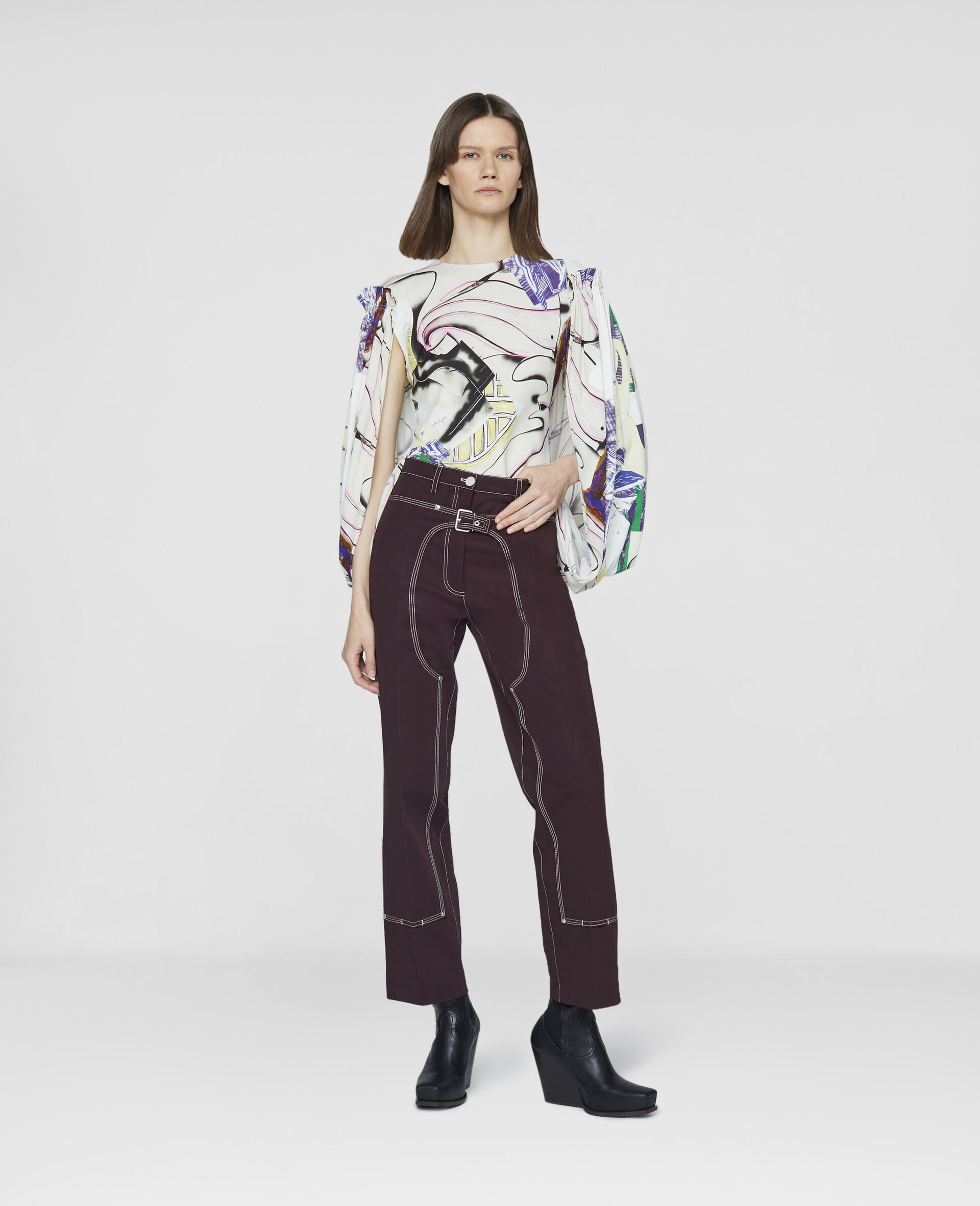 Women 멀티컬러 프랭크 스텔라 Ahab 스타일 프린트 빌로잉 탑 Stella Mccartney Kr