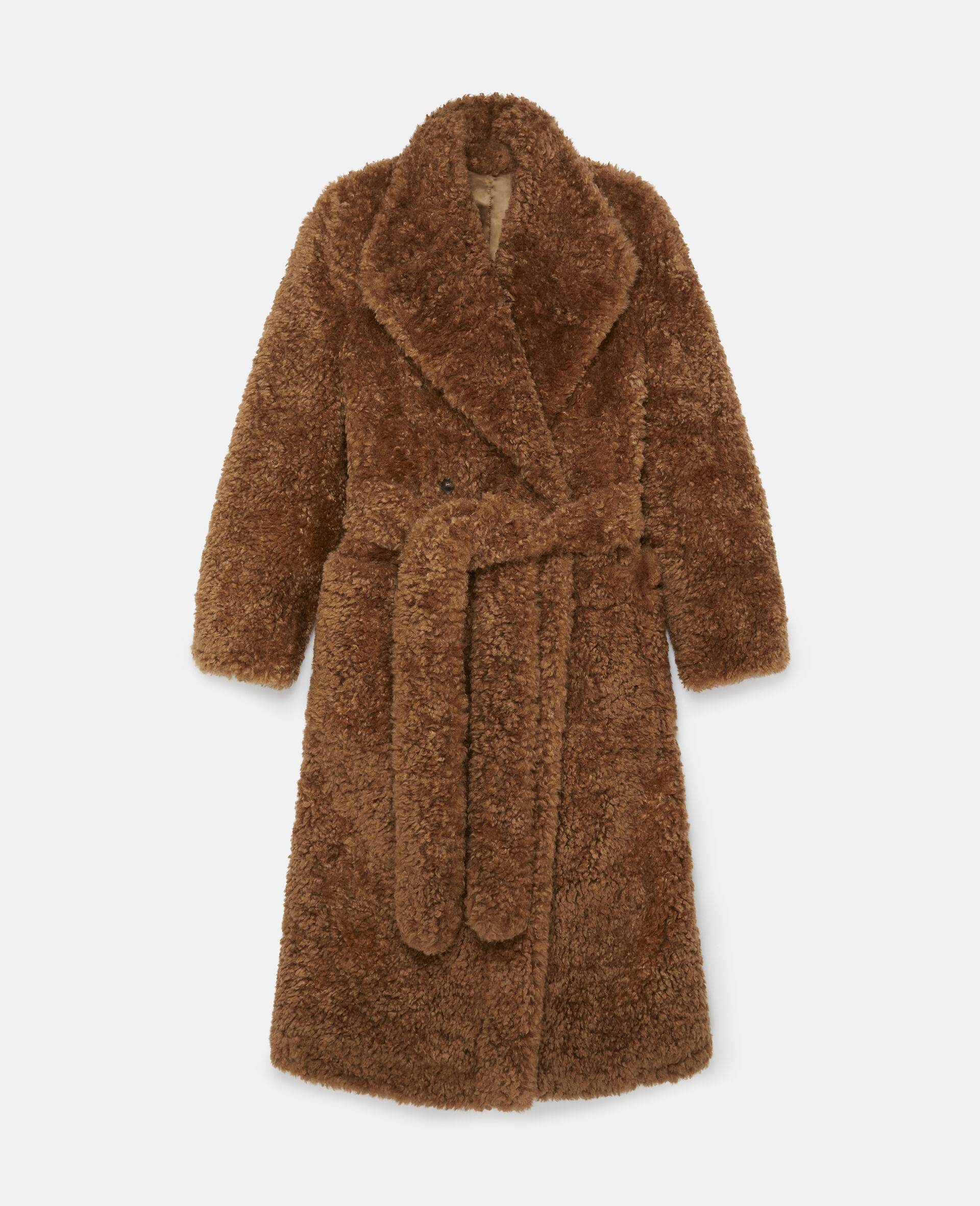 Women Ginger brown Belted Plush Teddy Coat | Stella McCartney US