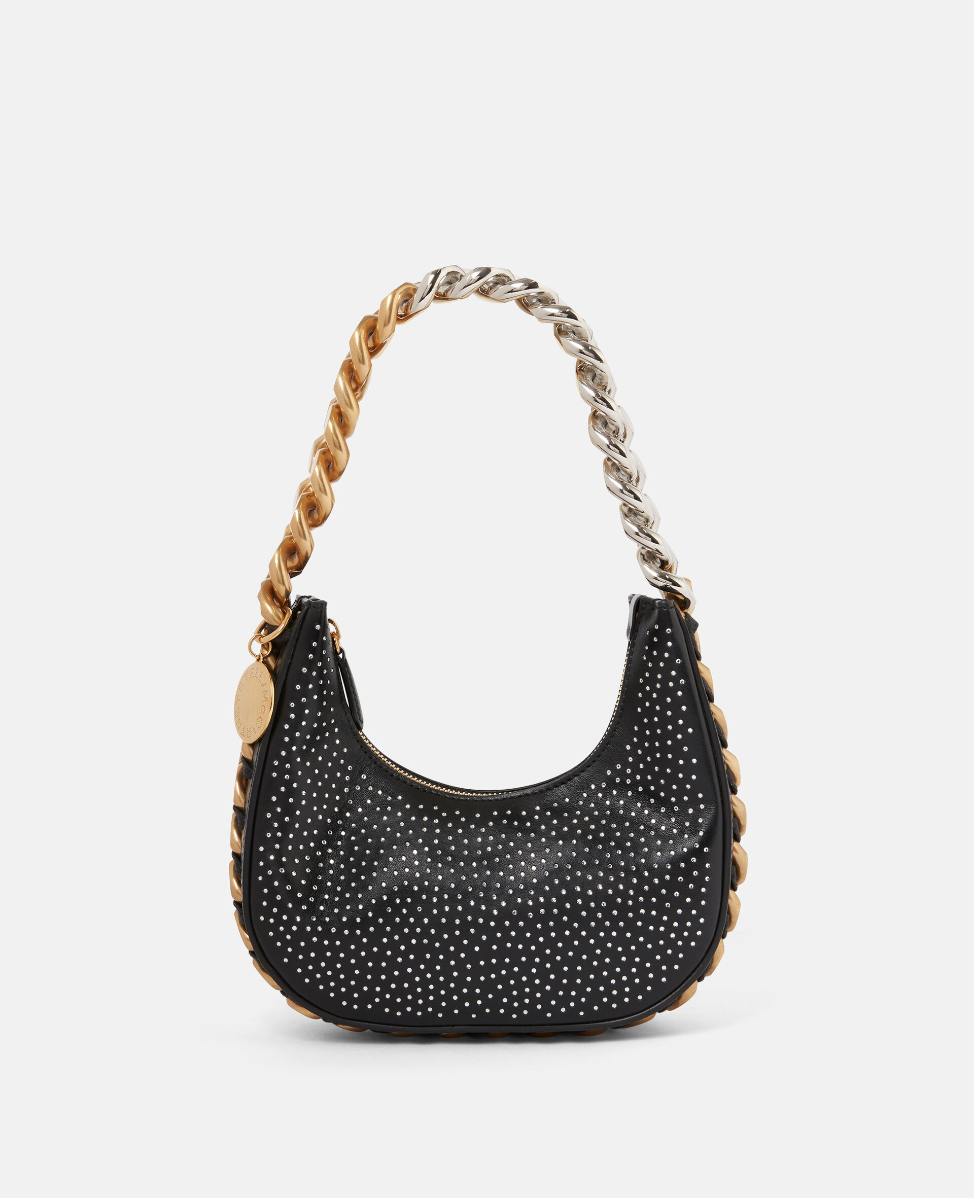 Women Black Frayme Zipped Mini Hobo Bag | Stella McCartney US