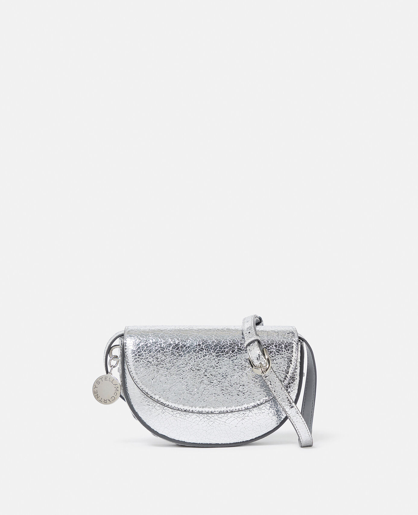 Women Silver Frayme Crackled Silver Shoulder Bag | Stella McCartney US