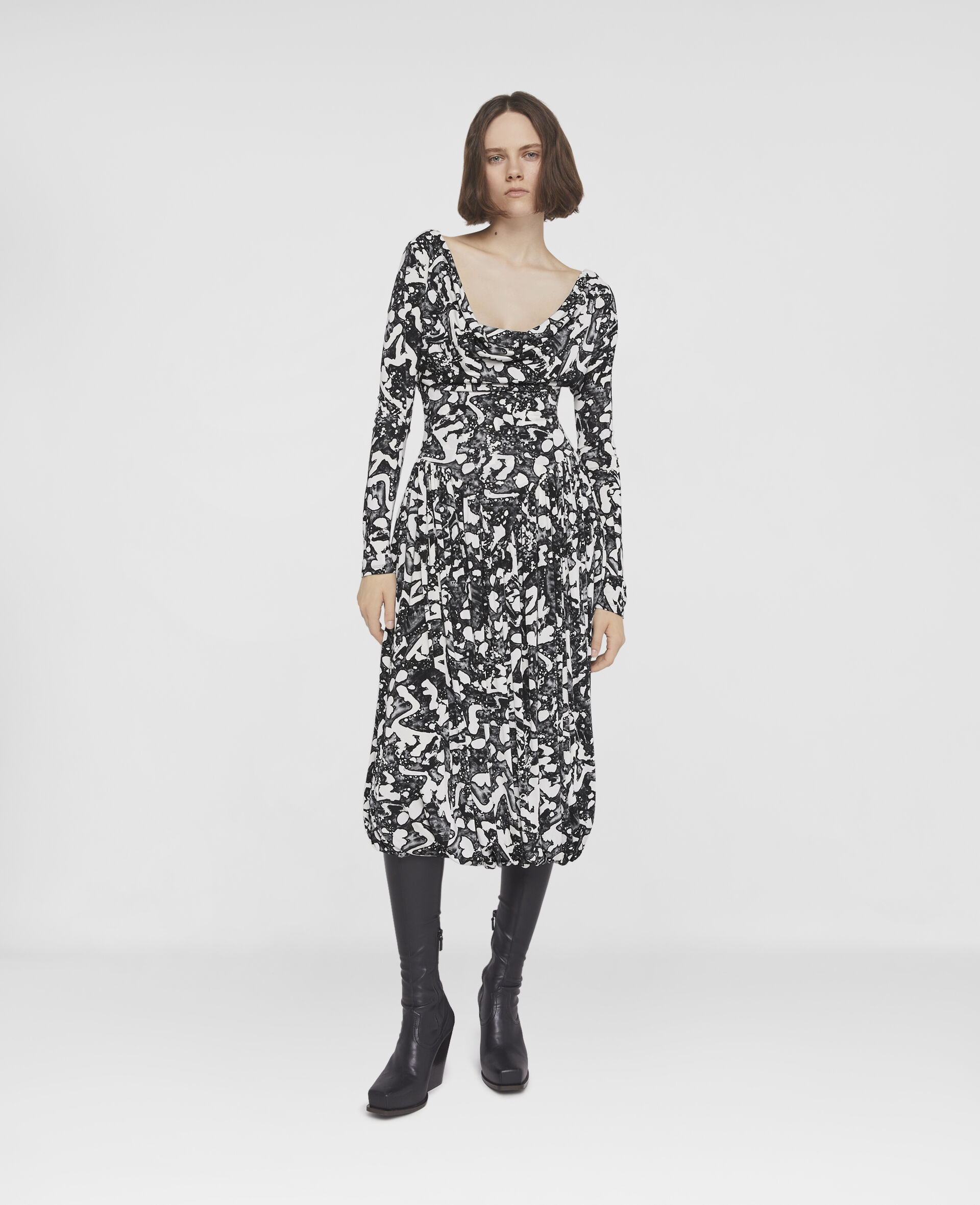 Women 블랙 And 화이트 프랭크 스텔라 Swan 스타일 프린트 드레스 Stella Mccartney Kr