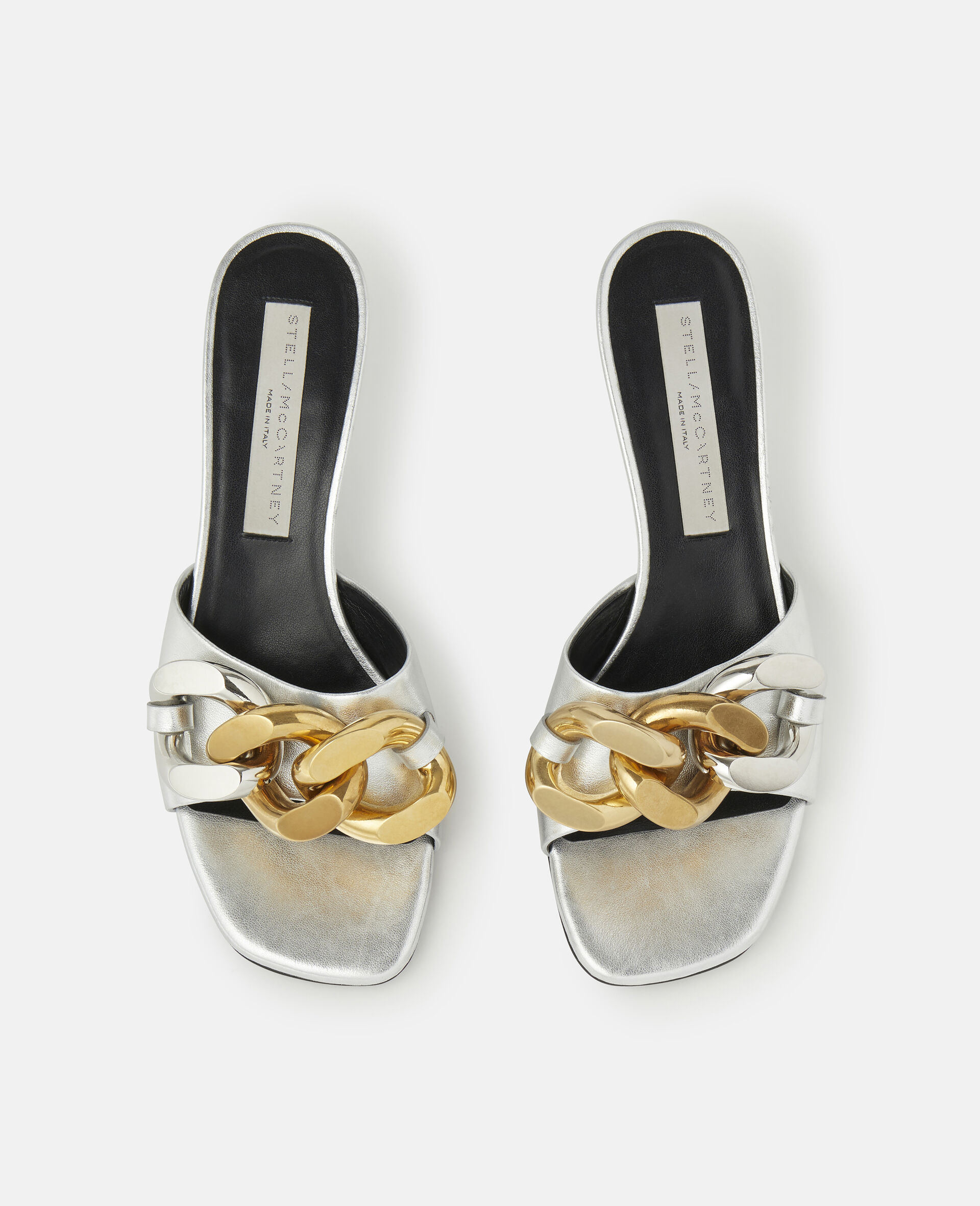 Women Silver Falabella Kitten Mules | Stella McCartney US