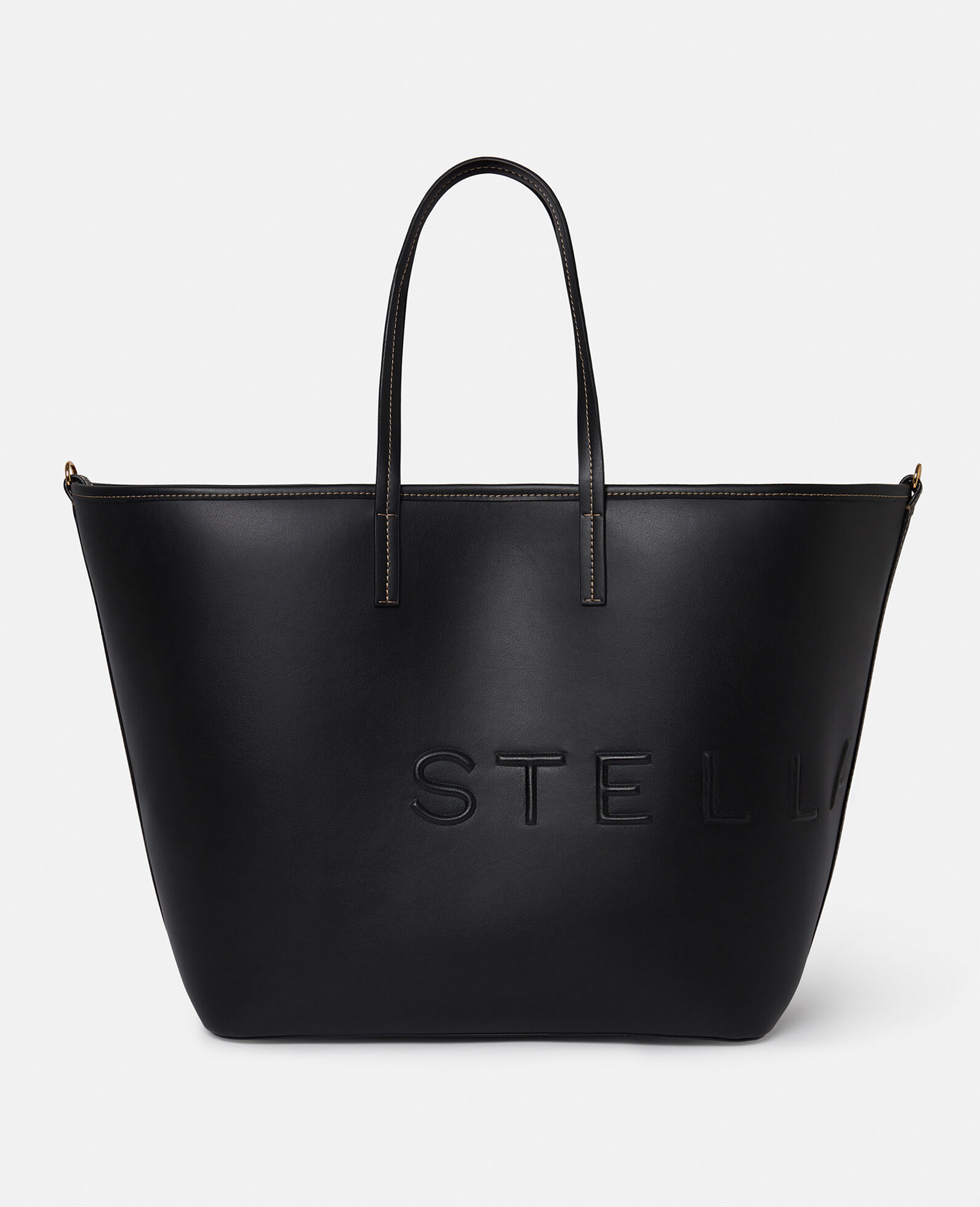 Women Pitch black Logo Monochrome Large Tote Bag | Stella McCartney US