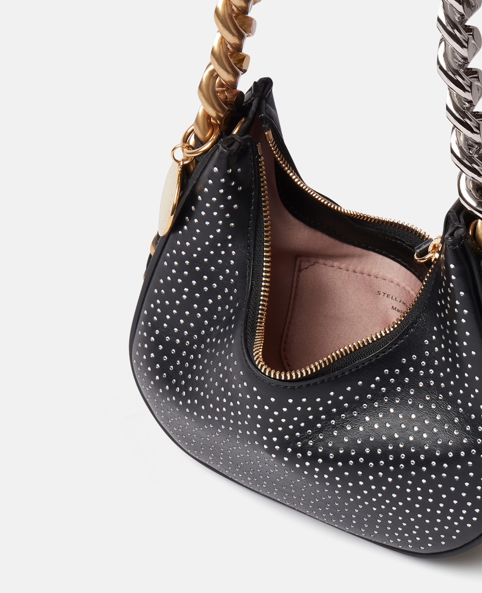 Women Black Frayme Zipped Mini Hobo Bag | Stella McCartney US