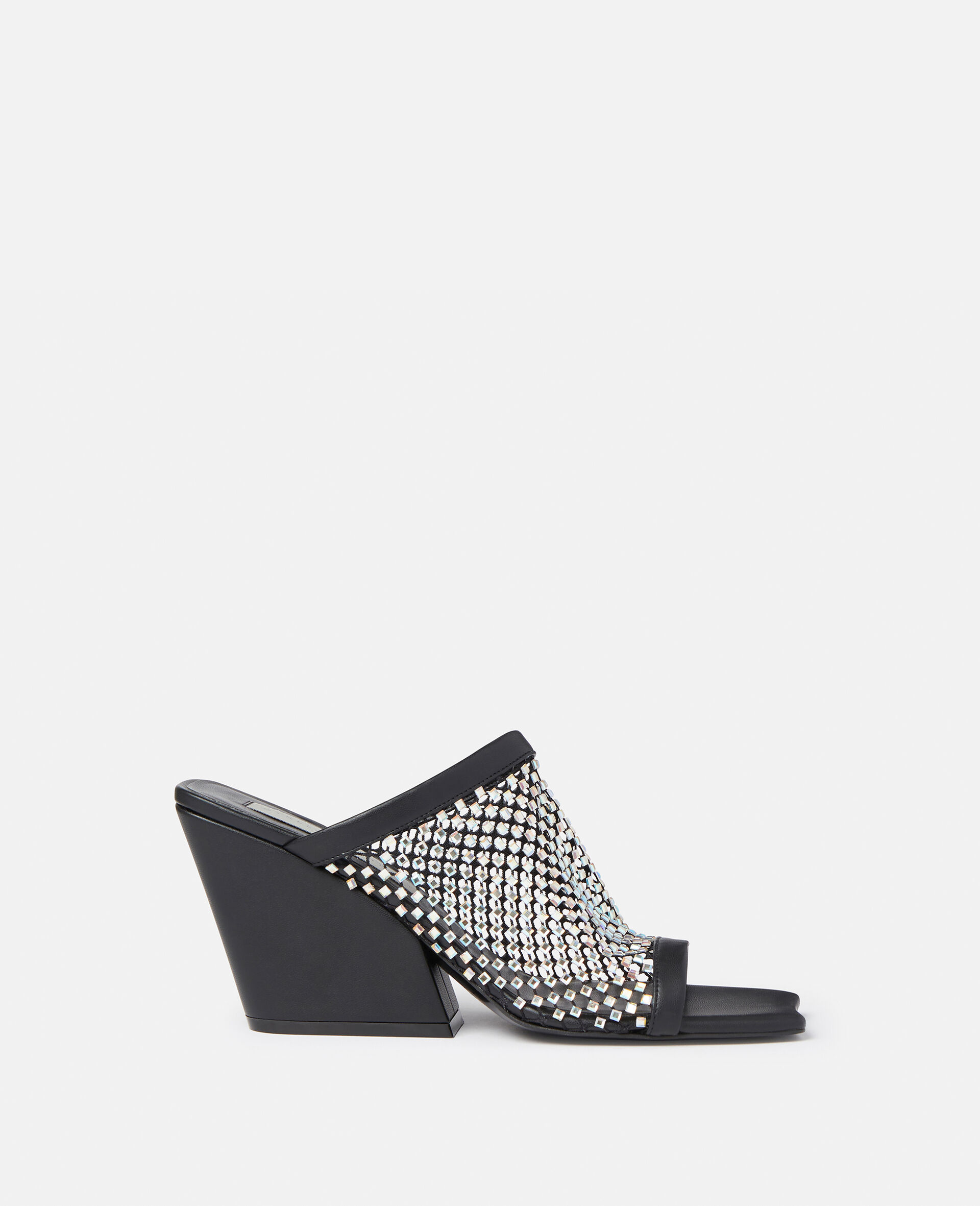 Women Black Crystal Mesh Mules | Stella McCartney AU